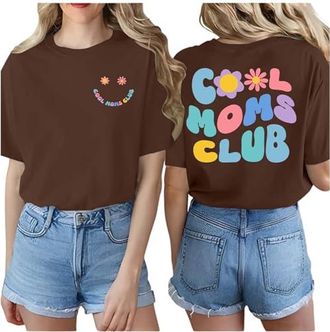 Generic T-shirt d&eacute;t&eacute; cool Moms Club 2025 pour femme - Manches courtes - Coupe ample - Tendance - Col rond - Pour sortir - F&ecirc;te des m&egrave;res - Printemps - Jolies 