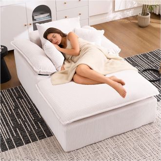 Generic Moderne Wolkencouch, Cord-Schlafsofa, rahmenloses Sofa, mit 3 Kissen, einsitziges Bodensofa, kein Zusammenbau erforderlich, for Wohnzimmerwohnung(Blan