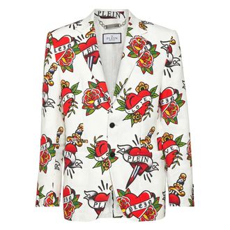 Philipp Plein Homme, Vestes, Blanc, Taille: XL Blazer Love