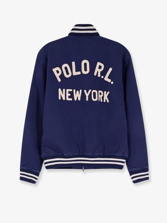 Polo Ralph Lauren Mens Cotton Bomber With Logo Patch Blue Jacket