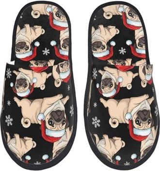 Generic Unisex Hiver Pantoufles Chien de vache de No&euml;l Chaussures Confortable Chaussons en Peluche pour Maison Int&eacute;rieur Adulte M