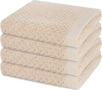 ROSS Harmony 4er Set Handt&uuml;cher - 50x100 cm, Walkfrottee 520 g/m&sup2;, 100% Baumwolle - Saugstark, Volumin&ouml;s & Weich, Hautfreundlich mit Eleganter Saum-Sticker