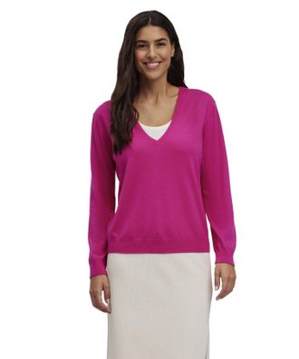 Falke Damen Pullover Basic New Merino V-Neck W Pu Wolle elegant klassisch f&uuml;r Business und Freizeit mit V-Ausschnitt 1 St&uuml;ck, Rosa Gloss 8550, S