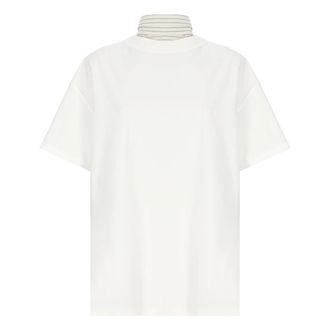 Maison Margiela Wei&szlig;es T-Shirt mit Kontrastkragen - - Tops - Damen - Wei&szlig; - 2XS