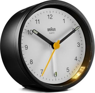 Braun R&eacute;veil analogique Classique avec Fonction Snooze et lumi&egrave;re, Mouvement &agrave; Quartz Silencieux, bip de lAlarme en Crescendo, en Noir et Blanc, mod&egrave;le BC12