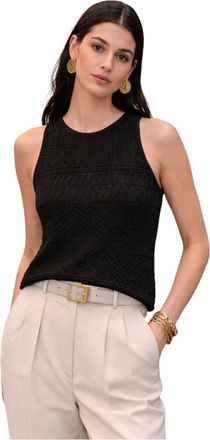 Akep Femme, Tops, Noir, Taille: 40 FR Short Perforated Knit Top