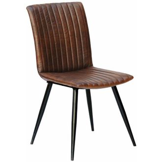 Massivmoebel24 Stuhl Echtleder 44x56x89 braun iron label 09