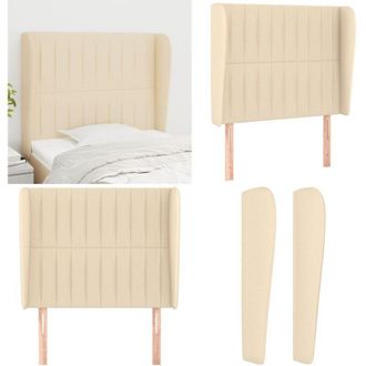 vidaXL Vidaxl - Kopfteil mit Ohren Creme 93x23x118/128 cm Stoff - Bettkopfteil - Kopfteil - Cremefarbenes Kopfteil - Betthaupt - Wohnaccessoires - Home &