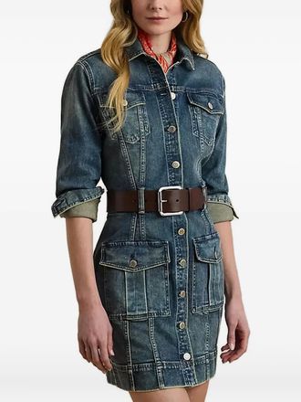 Lauren Ralph Lauren robe courte en jean &agrave; boutonni&egrave;re - Bleu