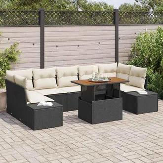 vidaXL Vidaxl - Set Divano Da Giardino Con Archiviazione 8 Pcs Nero Poly Rattan
