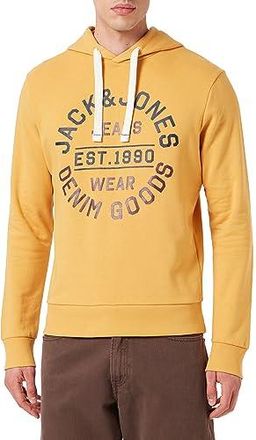 Jack & Jones Jjmikk Sweat Hood Sweatshirt à Capuche, Honey Gold/Imprimé : Grand, M Homme