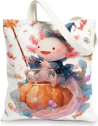 Generic Sacs fourre-tout fantaisistes en toile avec motif de personnages fantastiques, sacs de courses réutilisables, légers et lavables avec bandoulière pour