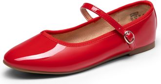 Dream Pairs Schuhe Damen Ballerinas Mary Jane Schuhe Trachtenschuhe runde Zehen Bequeme Elegante f&uuml;r den Alltag,Size 40.5,Rot-Pat,SDFA2441W