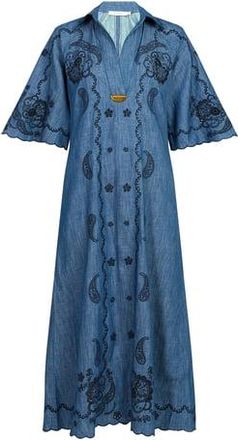 Zimmermann Robe midi ample &agrave; broderie cachemire en coton