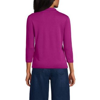 Lands End Supima Poloshirt mit 3/4-Ärmeln, Damen, Größe:48-50 regular, Pink, Baumwolle, by Lands End
