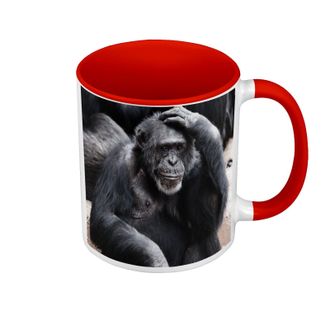 Fabulous Tasse, Farbe Premium Qualität, Rot - Chimpanze Affe Tier Wild Life Foto Natur - Tasse mit Henkel und farbigem Innenfutter