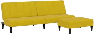 vidaXL Schlafsofa 2-Sitzer mit Fußhocker Gelb Samt Vidaxl