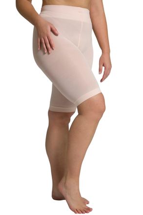 Ulla Popken Damen große Größen Übergrößen Plus Size Strumpf-Radler, 80 den, Oberschenkelschutz, knielang helles apricot 50+ 799278650-50+