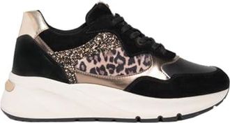 Nero Giardini E512864D Sneakers Femme en Cuir Velours, Cuir Et Mati&egrave;re Technique - Noir 39 EU