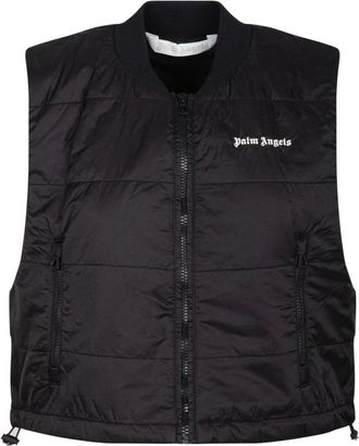 Palm Angels Femme, Vestes, Noir, Taille: 38 FR Veste Gilet Courte Matelass&eacute;e Noire