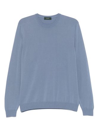 Zanone pull en coton à col rond - Bleu
