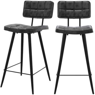 Rendez-Vous D&eacute;co Lot de 2 chaises pour &icirc;lot central 66 cm capitonn&eacute;e gris/noir - TEXAS