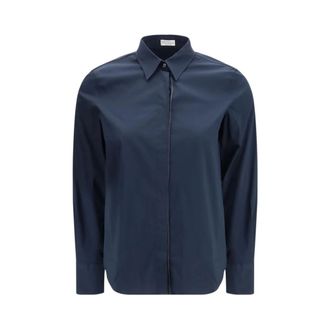 Brunello Cucinelli Femme, Blouses et Chemises, Bleu, Taille: 44 FR Cotton Shirt