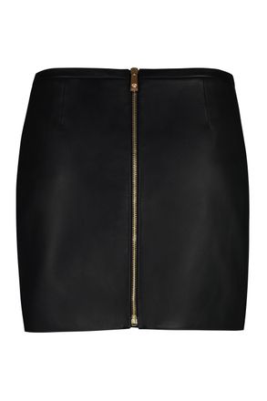 Versace Womens Leather Mini Skirt Black Lamb