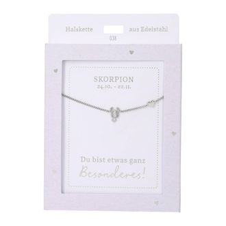 Depesche 13895.38 Halskette mit Skorpion und Herz, versilbert, variabel in der Länge tragbar (42 cm + 5 cm), als Geschenk oder kleine Aufmerksamkeit
