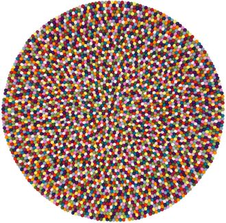 myfelt Filzkugelteppich Lotte - Ø 180 cm, ideal für Schlaf, Wohn, Kinderzimmer, Flur & Bad, bunt