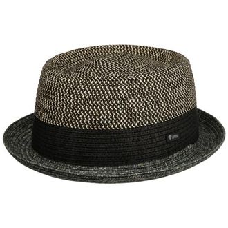 LIPODO Chapeau en Paille Ennario Pork Pie Homme - Made in Italy Porkpie de Soleil Printemps-ete Ete - XL (60-61 cm) Anthracite