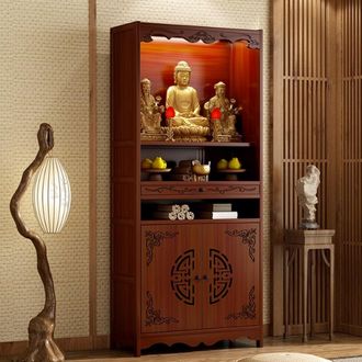 Generic Altartisch aus Bambus, offener Buddha-Nischenaltar, Meditationstische mit Stauraum, multifunktionaler Opfertisch f&uuml;r Gebete, Wahrsagerei und Verehrung