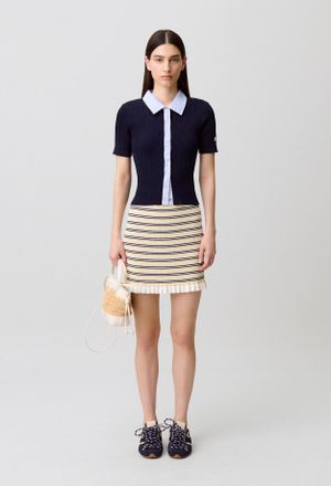 Claudie Pierlot Gestreifter Cardigan, Materialmix