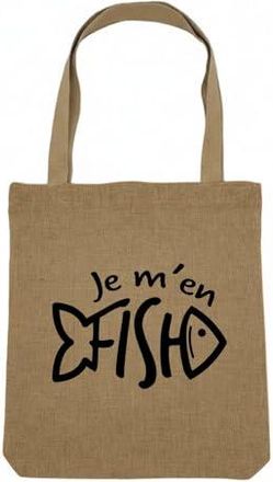 Fabulous Sac Shopping Tote Bag Aspect Lin - Je men Fish Jeu de Mot Poisson Humour - Sac de Courses Toile Epaisse 360g Beige Naturel Cabas Port&eacute; Epaule Solide I