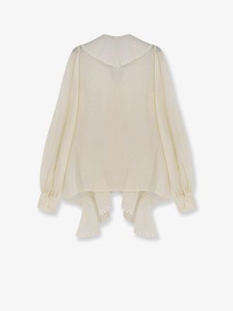Actualee Womens Shirt With Ruffles Beige Lyocell