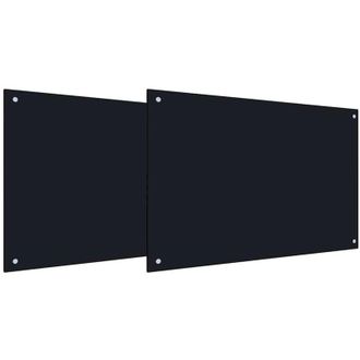 vidaXL K&uuml;chenr&uuml;ckwand 2 pcs Schwarz 90 x 50 cm Geh&auml;rtetes Glas vidaXL