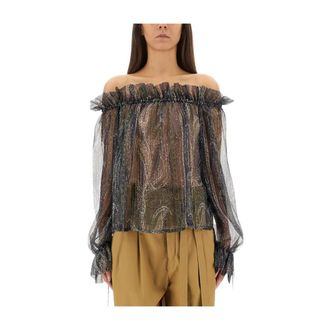 Saint Laurent Bedruckte Krepp-Bluse - - Blouses & Shirts - Damen - Blau - S