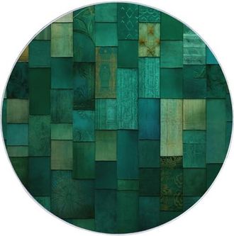 Generic Tapis Rond de Salon Luxe Collage r&eacute;tro Cube pour Salle &agrave; Manger Bureau Lavable en Machine et Poil Court 100 cm (Round) Tapis Chambre avec Dos Antid&eacute;ra