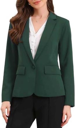 Allegra K Blazers Femmes Manches Longues Chic et &Eacute;l&eacute;gant Fermeture &agrave; 1 Bouton Vestes de Costume de Bureau avec &Eacute;paulettes Vert fonc&eacute; XL
