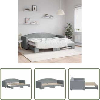 vidaXL Schlafsofa - Tagesbett Ausziehbar Hellgrau 80x200 cm Stoff