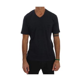 Daniele Alessandrini Cotton V-neck T-Shirt - - Tops - Herren - Schwarzk - S