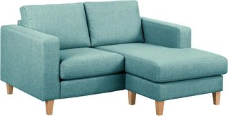 Norrwood home24 Ecksofa 1-Sitzer mit Longchair Türkis Webstoff Lark 154 x 86 x 140cm Longchair davorstehend rechts Skandi