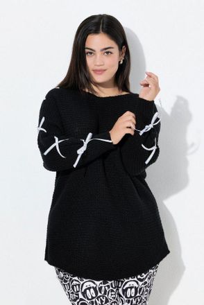 Angel Of Style Strickpullover Pullover Loose Fit Fledermaus-&Auml;rmel Zier-Schn&uuml;rung