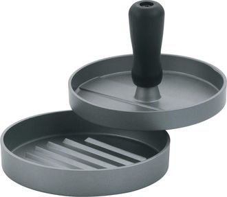 KELA Hamburgerpresse mit Rillen BUFFALO, Aluguss Burger Pattie Presse mit 50 Stück Backpapier, Veggie-Burger, Fisch-Patties, antihaftbeschichtet