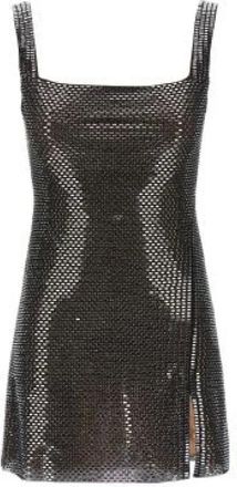 Self Portrait Femme, Robes, Gris, Taille: 36 FR Gunmetal Rhinestone Mesh Mini Dress