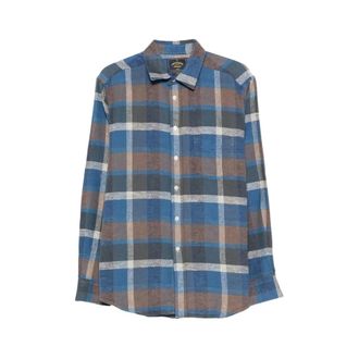 Portuguese Flannel Chemise Alpino &agrave; carreaux - Homme - Chemises - Bleu - Taille: XL