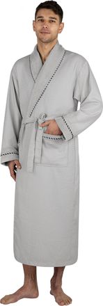 Normani Herren Bademantel leichter Morgenmantel für Männer aus Waffelpique 100% Bambusviskose mit Geschenkkarton - in Europa hergestellt Farbe Weiß Größe 4XL/