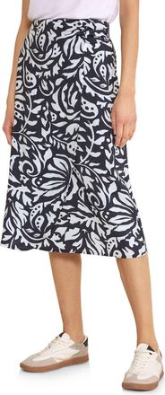 Street One Street One Damen Wickelrock mit Muster deep blue 36