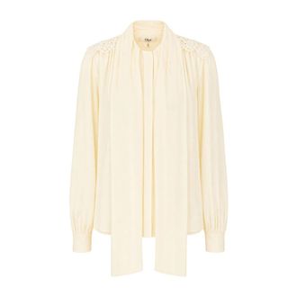 Chlo&eacute; Bluse mit Schleife und Spitzendetails - - Blouses & Shirts - Damen - Wei&szlig; - S