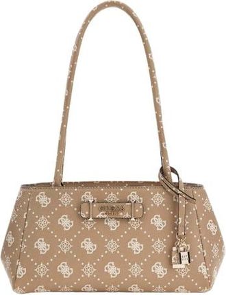 Guess sac à épaule Carrie Logo Girlfriend Shoulder Satchel Bag Biscotti Logo taupe